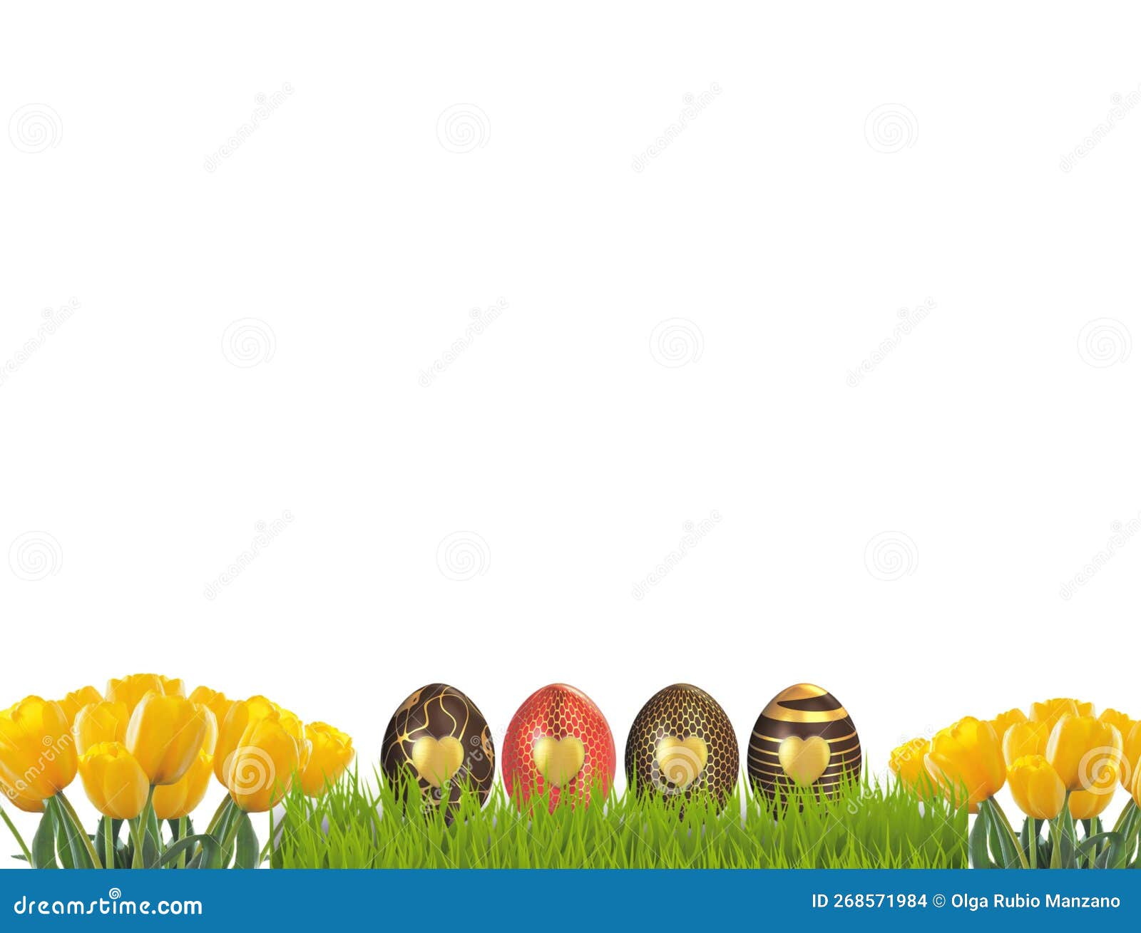 Easter Frame with Eggs, Rabbit and Copy Space for Design on White ...