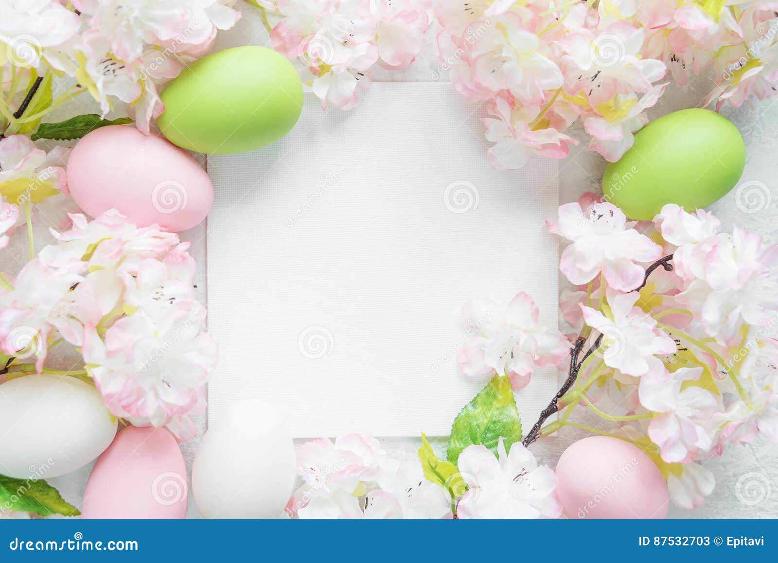 Easter Frame with Flowers and Easter Eggs Stock Image - Image of ...