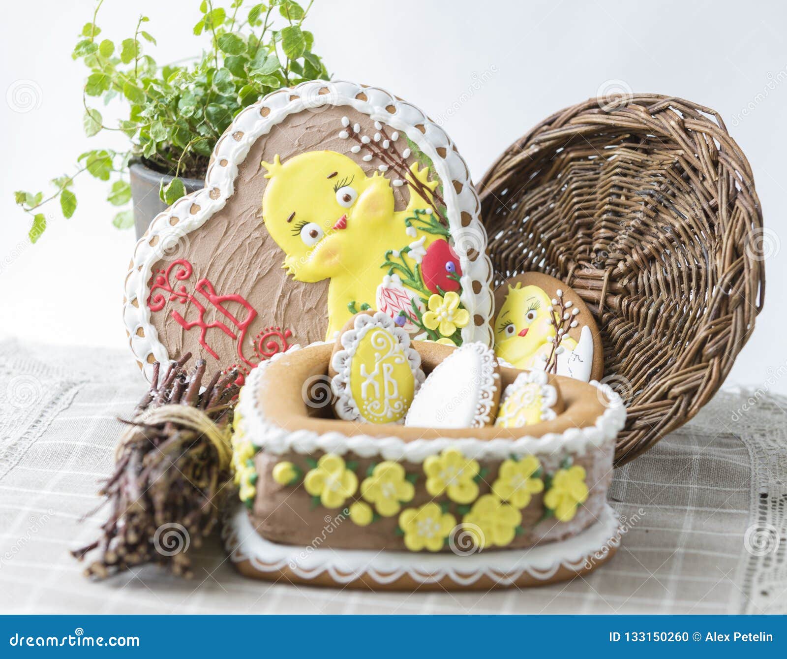Easter Gingerbread in a Basket Stock Photo - Image of celebrate ...