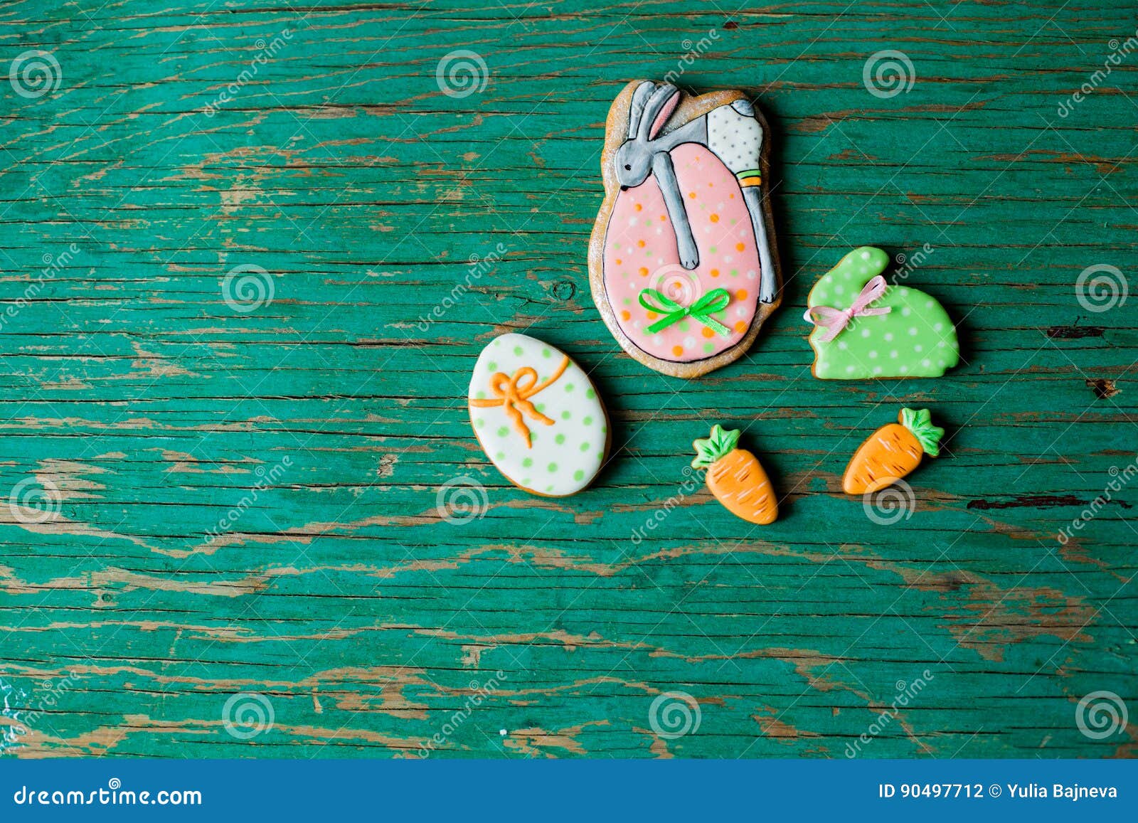 Easter Gingerbread Cookies in the Shape of Hares and Carrots Stock ...