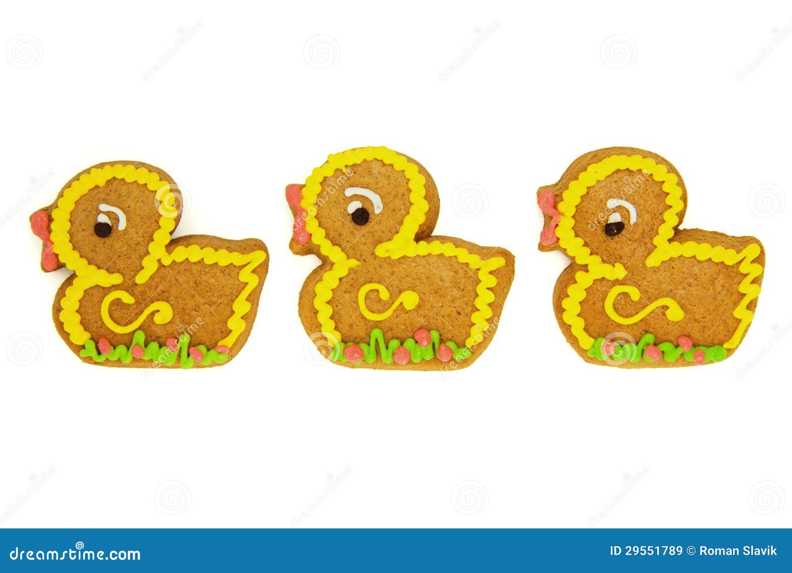 Easter Gingerbread Ducks Isolated on White Stock Image - Image of ...