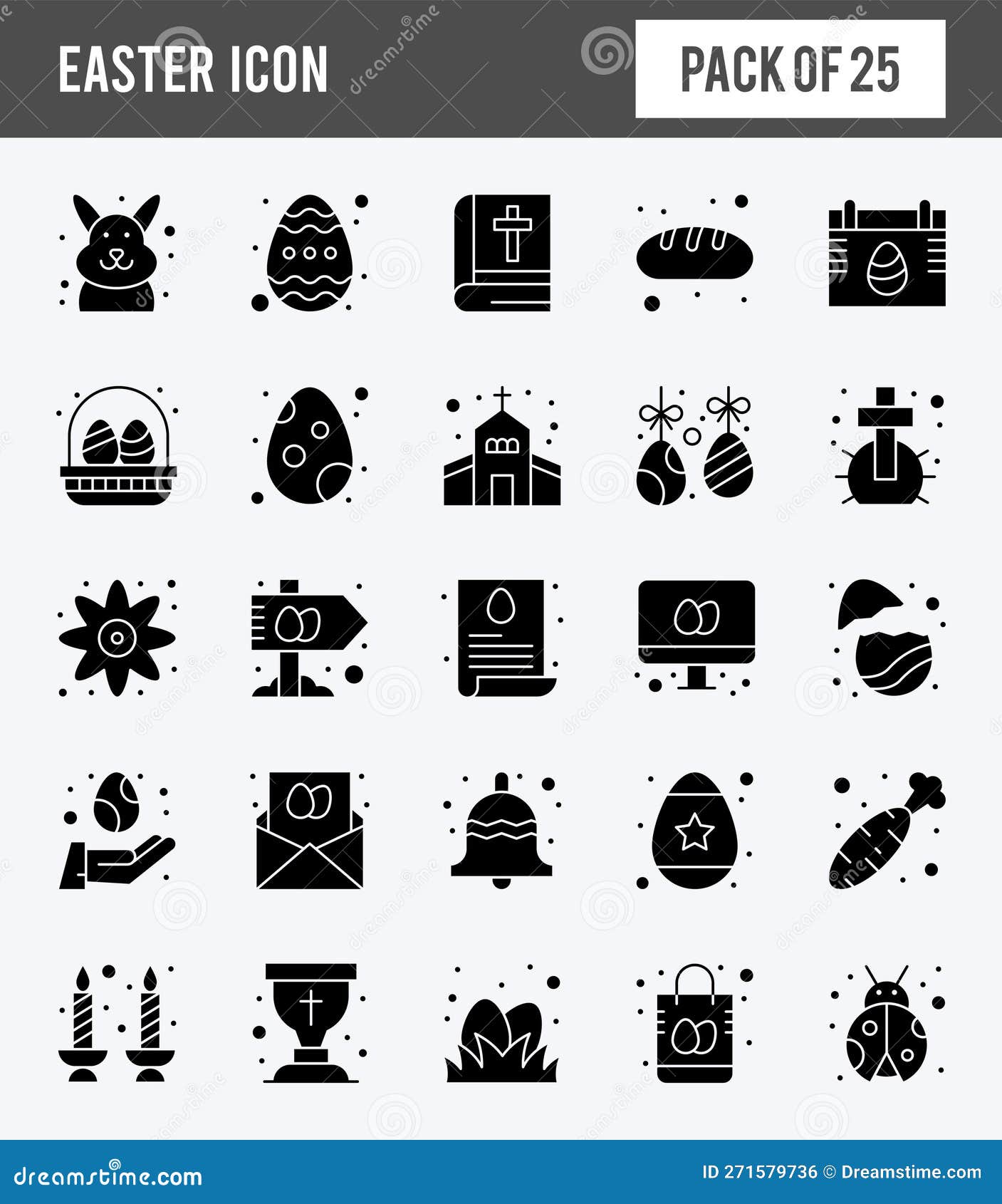 25 Easter Glyph Icon Pack. Vector Illustration Stock Vector ...