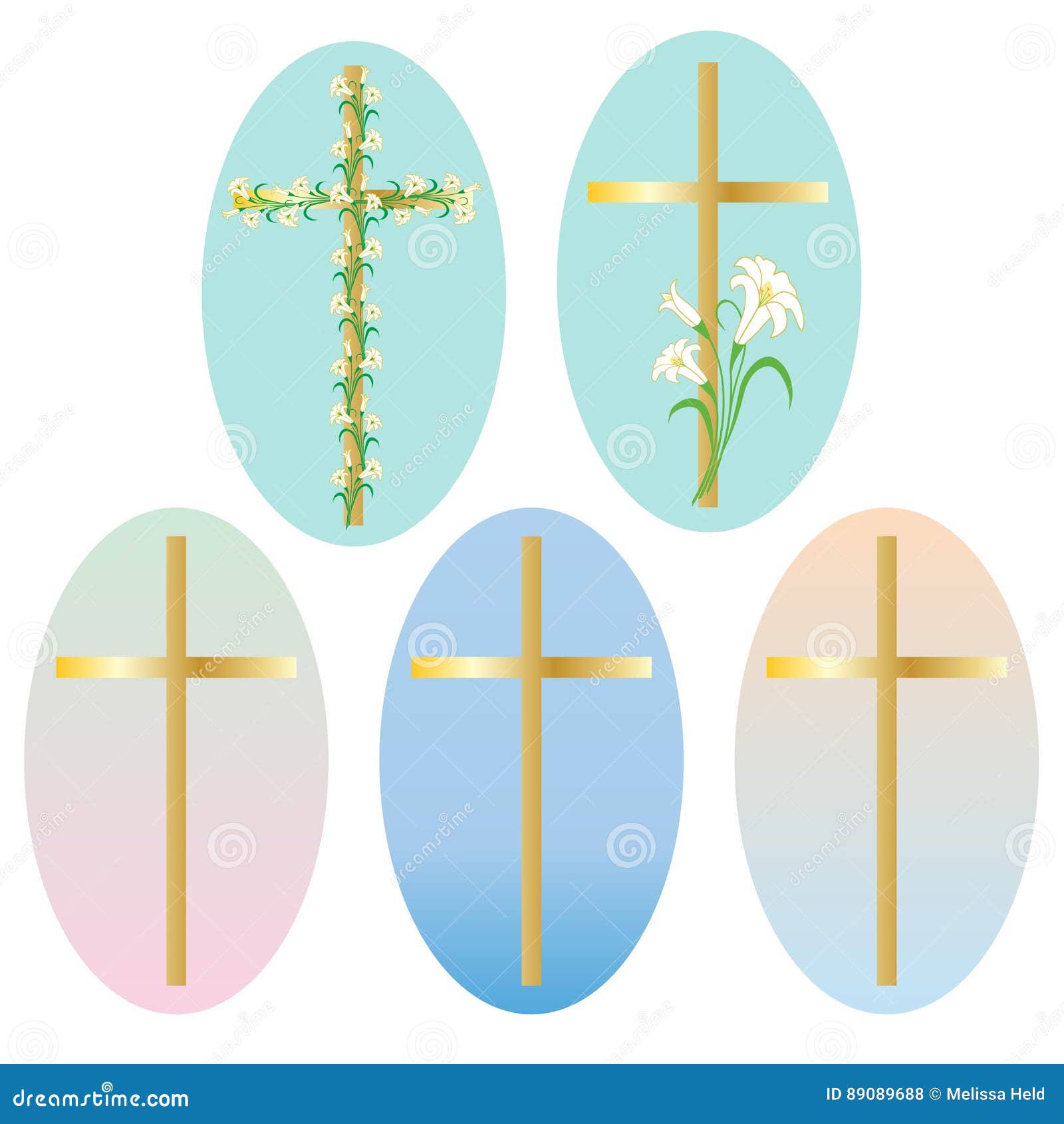 Easter Gold Cross Icons Clipart Stock Illustration - Illustration of ...