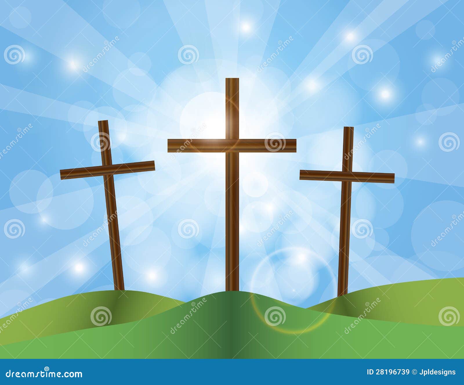 Easter Good Friday Crosses on Blue Sky Background Stock Vector ...