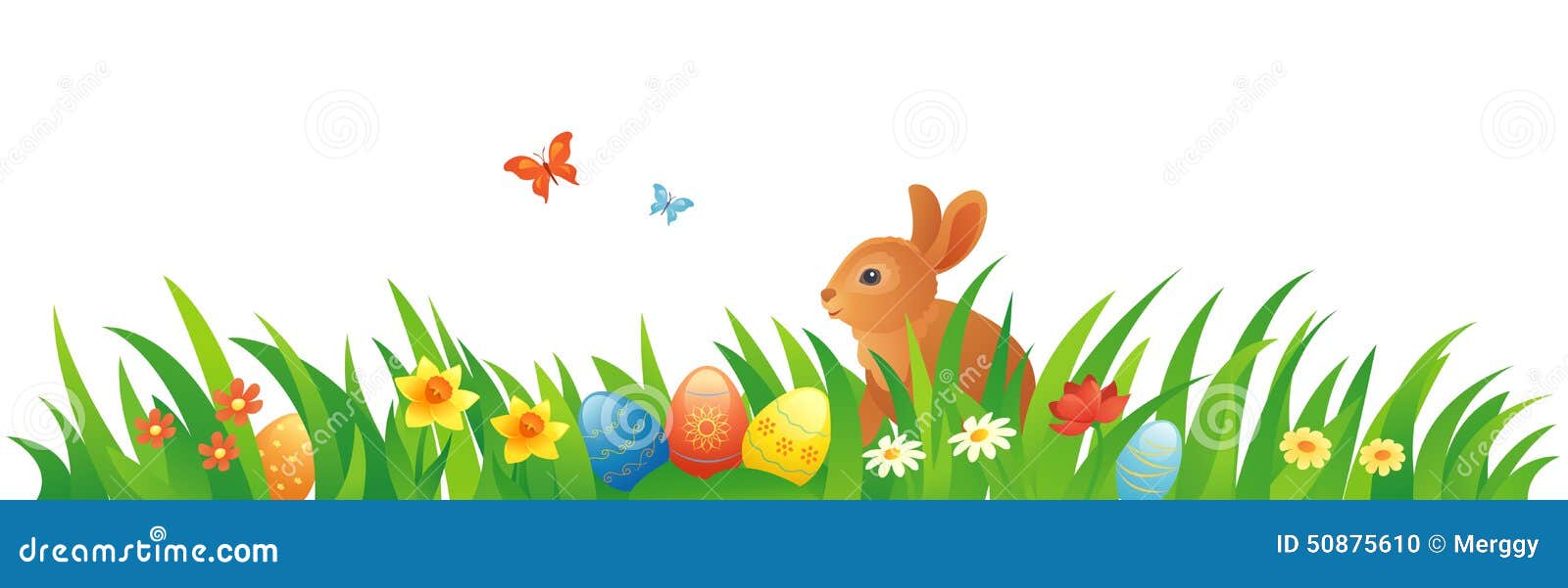Easter grass with a bunny stock vector. Illustration of color - 50875610