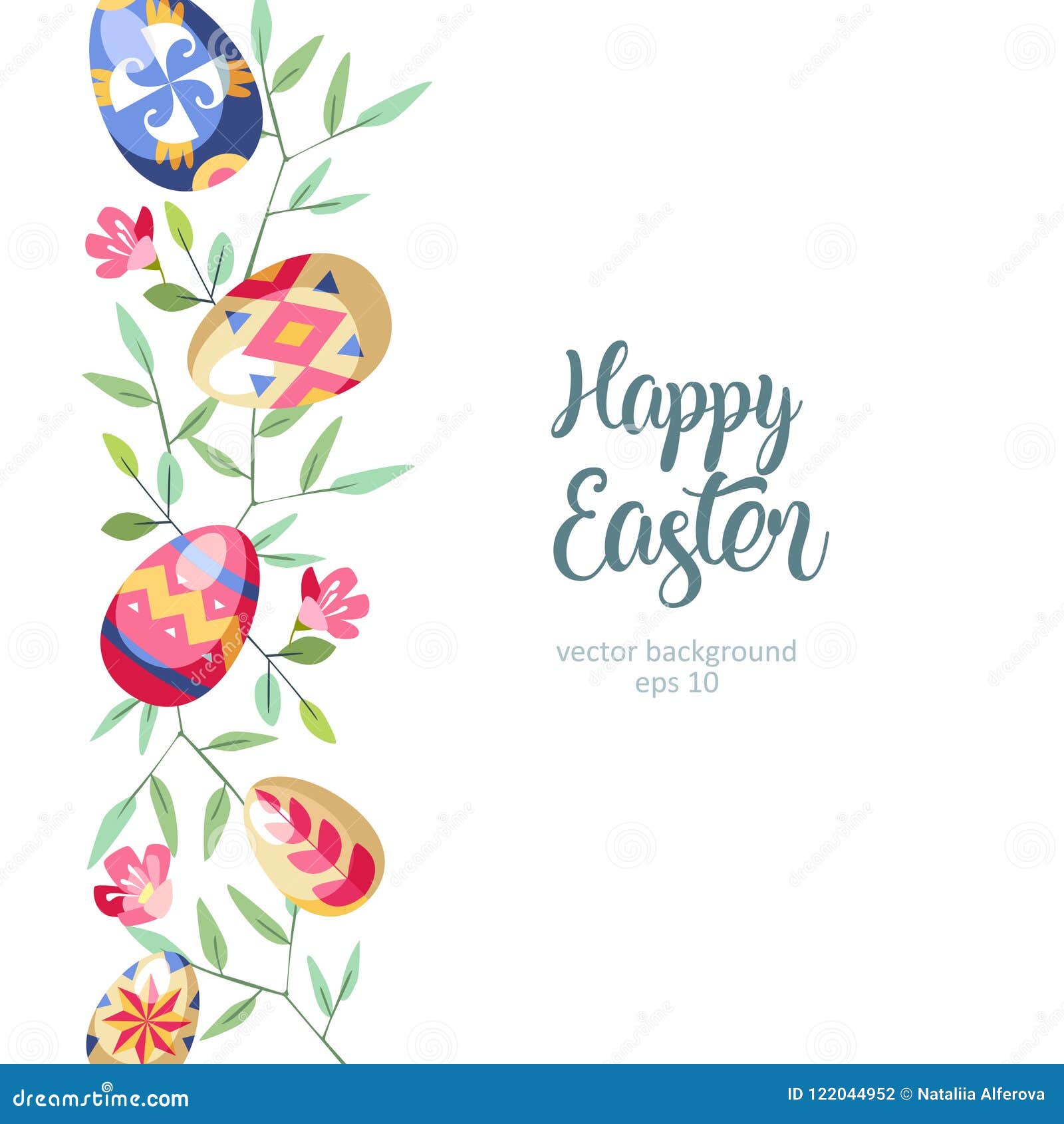 Easter Great Vertical Floral Background with Colored Easter Eggs Stock ...