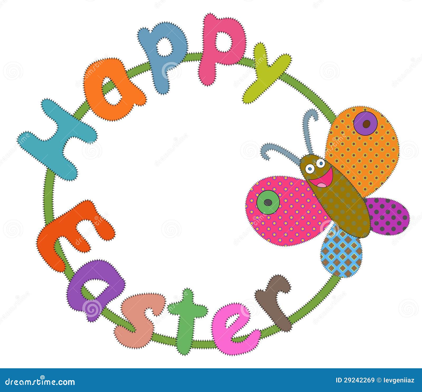 Easter Greeting with Butterfly Stock Illustration - Illustration of ...