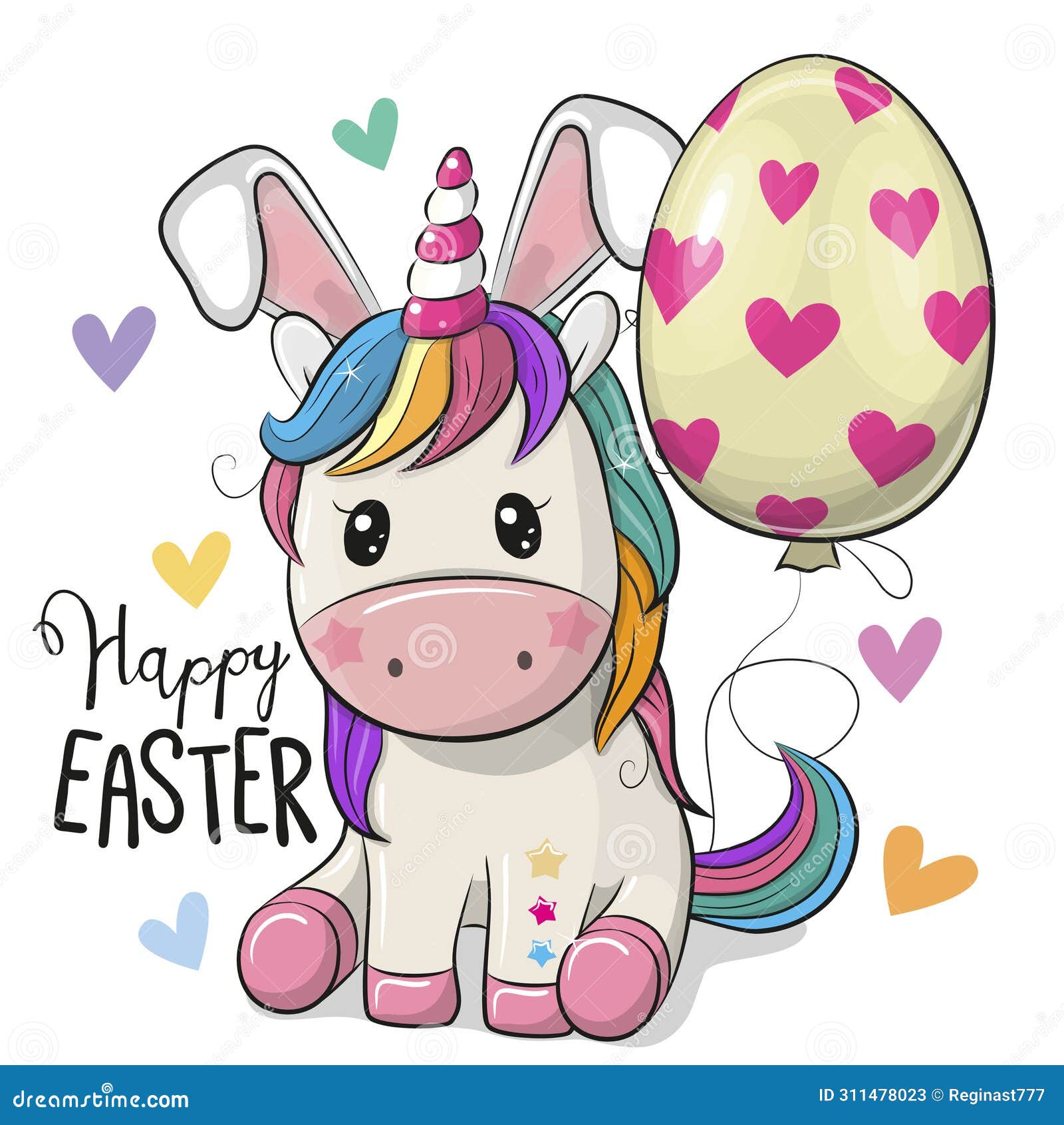 Easter Greeting Card with Cartoon Unicorn Stock Vector - Illustration ... Easter Greeting Card with Cartoon Unicorn Stock Vector - Illustration ...