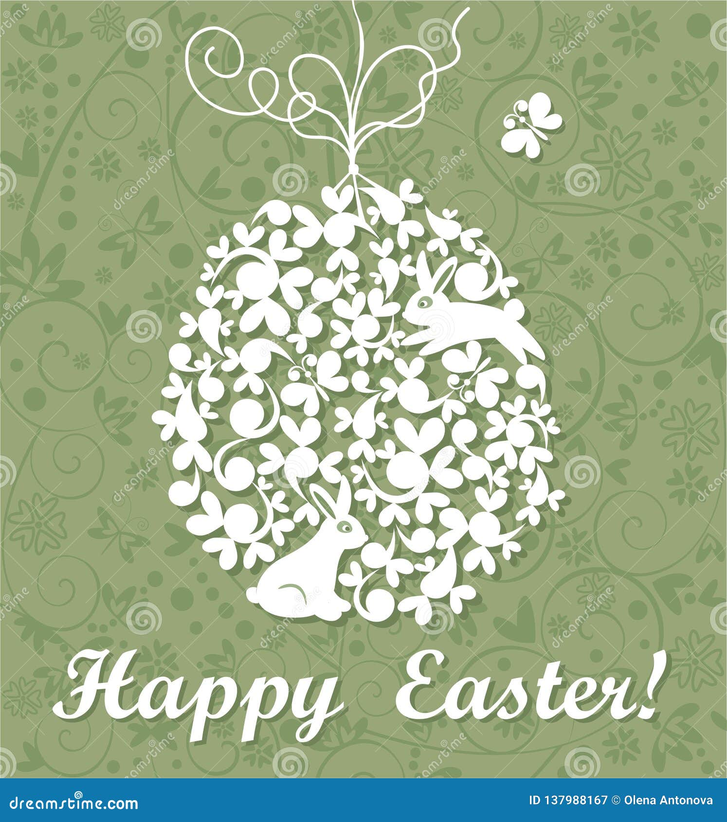 Easter Greeting Card with Decorative Hanging Cut Out Paper Tree with ...