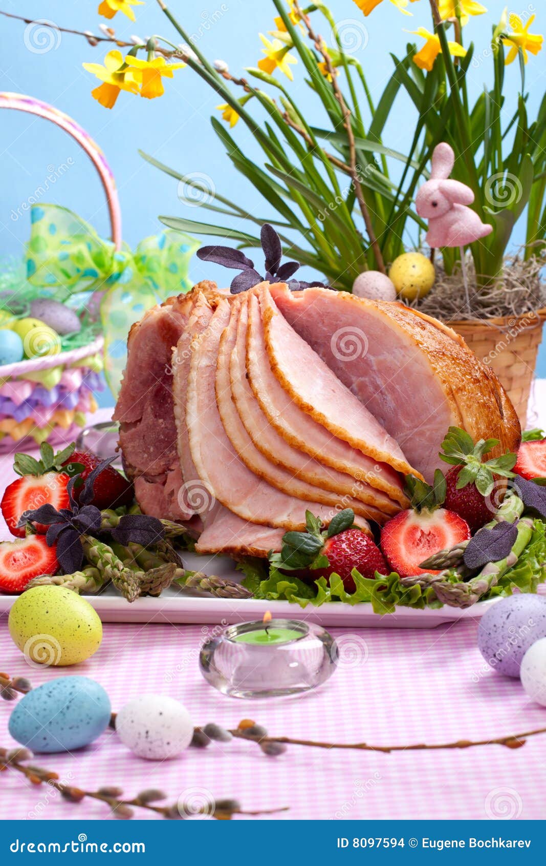 Easter ham stock photo. Image of lettuce, green, asparagus - 8097594