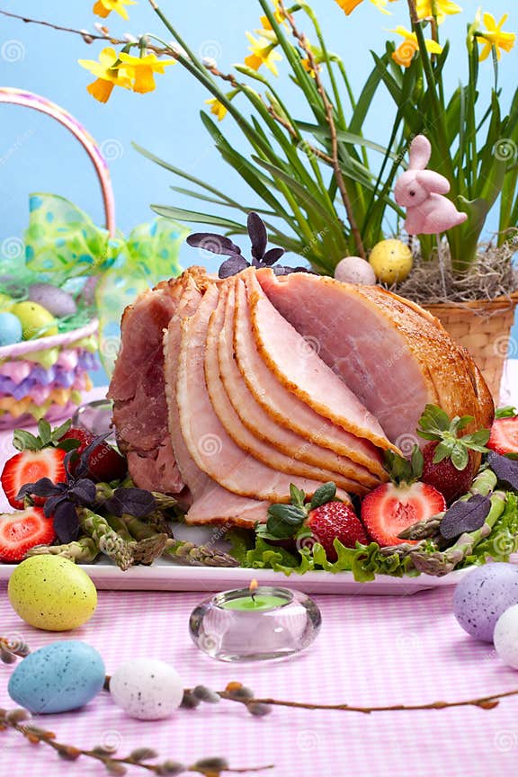 Easter ham stock photo. Image of lettuce, green, asparagus - 8097594
