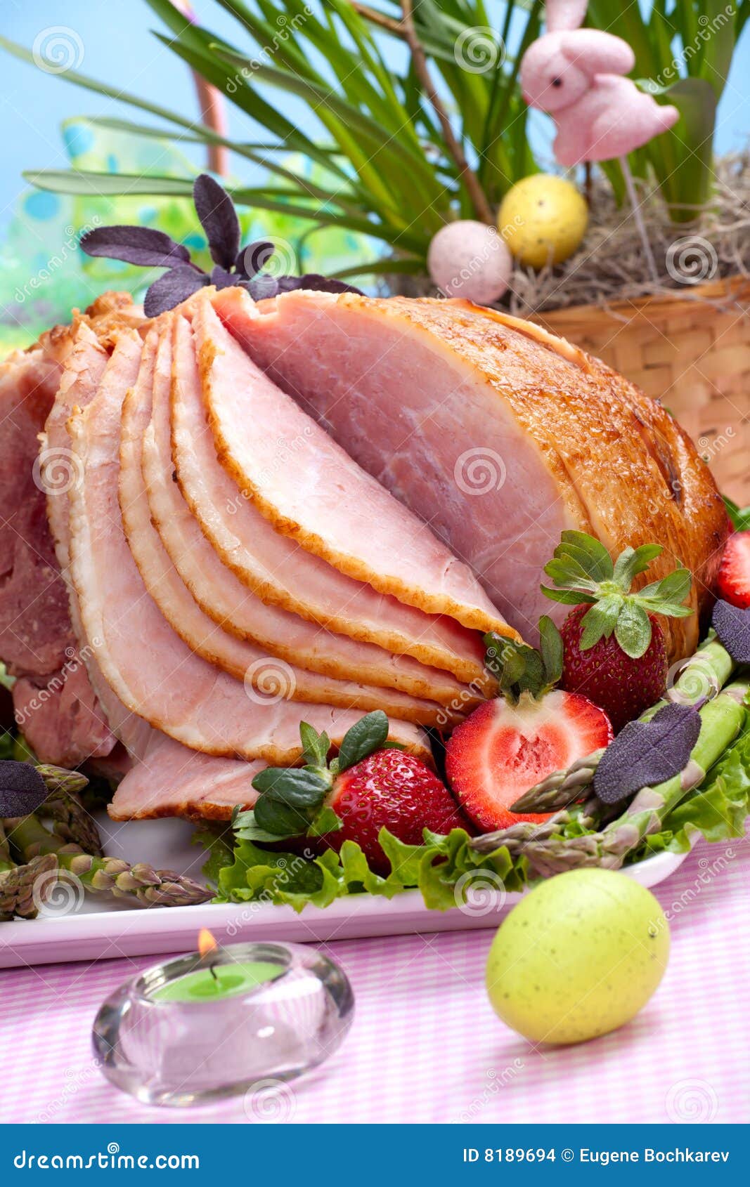 Easter ham stock photo. Image of glazed, aqua, basket - 8189694