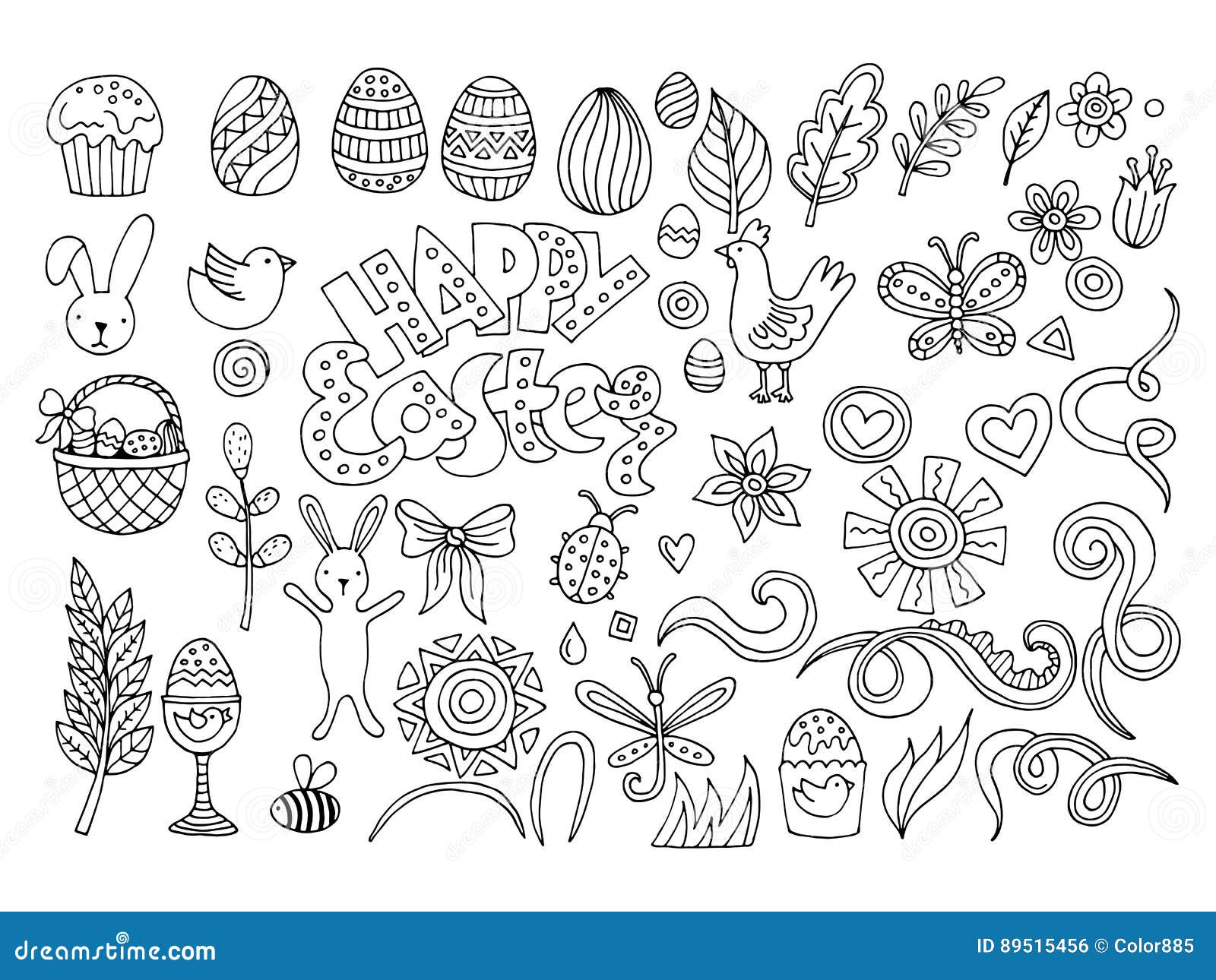 Easter Hand Drawn Vector Symbols and Objects Stock Vector - Illustration of element, decoration ...