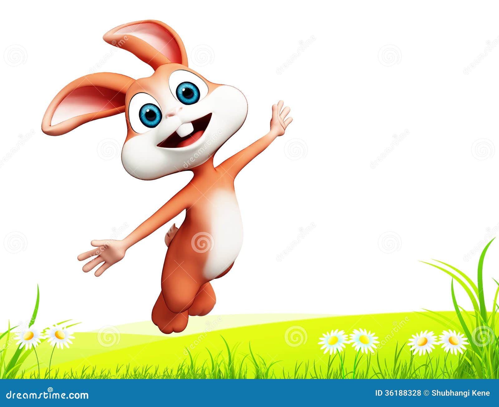 Easter Happy Bunny with Jump Stock Illustration - Illustration of ...