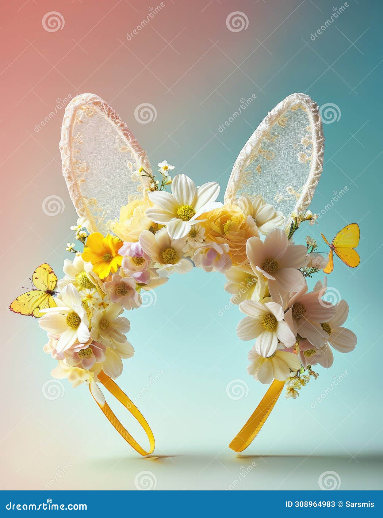 Easter Headband from Lace and Flowers in Rabbit Ear Shape Stock ...