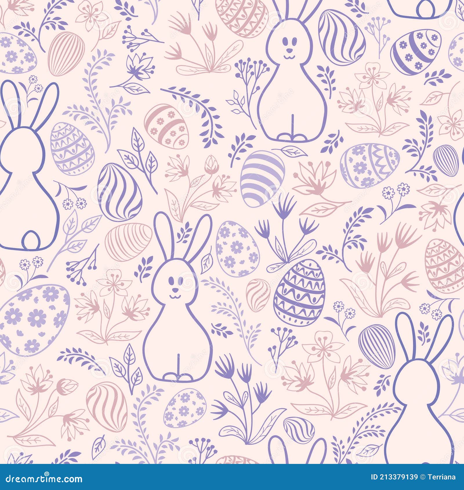 Easter Holday Floral Seamless Pattern. Spring Gentle Background with ...