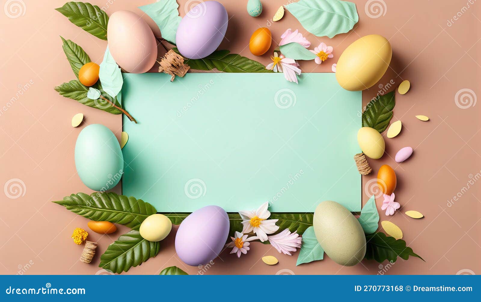 Easter Holiday Background. Easter Eggs Illustration Backdrop with Copy ...
