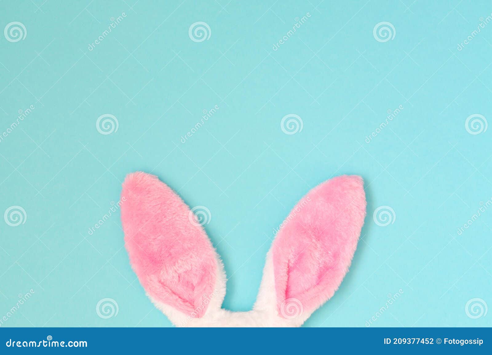 Easter Holiday Background with Pink Bunny Ears on a Blue Background ...