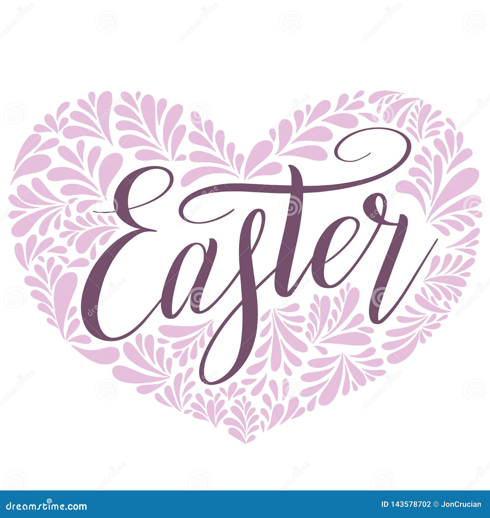 Easter. Holiday Cursive on Heart Shape Background. Stock Vector ...
