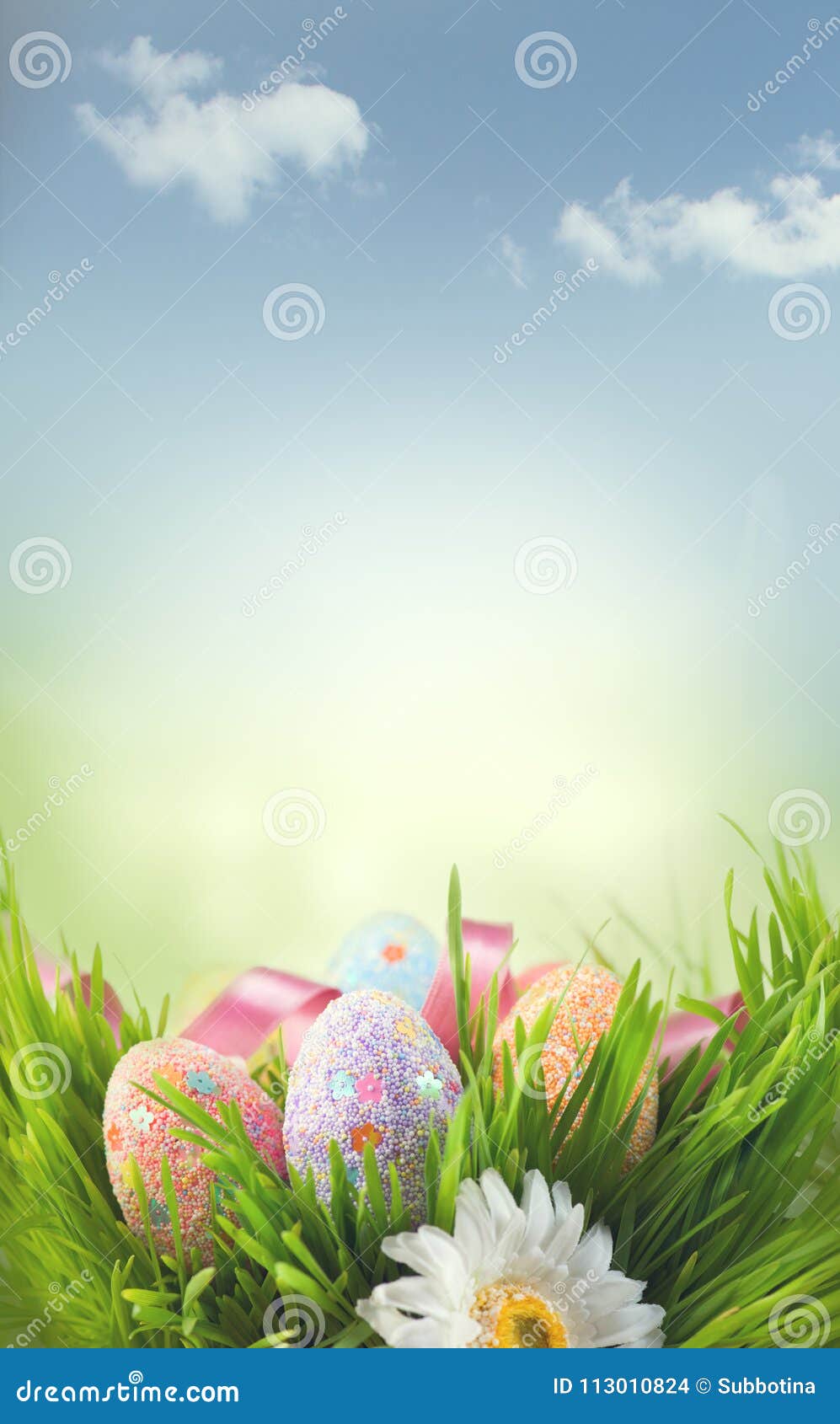 Easter Holiday Scene Background. Traditional Painted Colorful Eggs in ... Easter Holiday Scene Background. Traditional Painted Colorful Eggs in ...