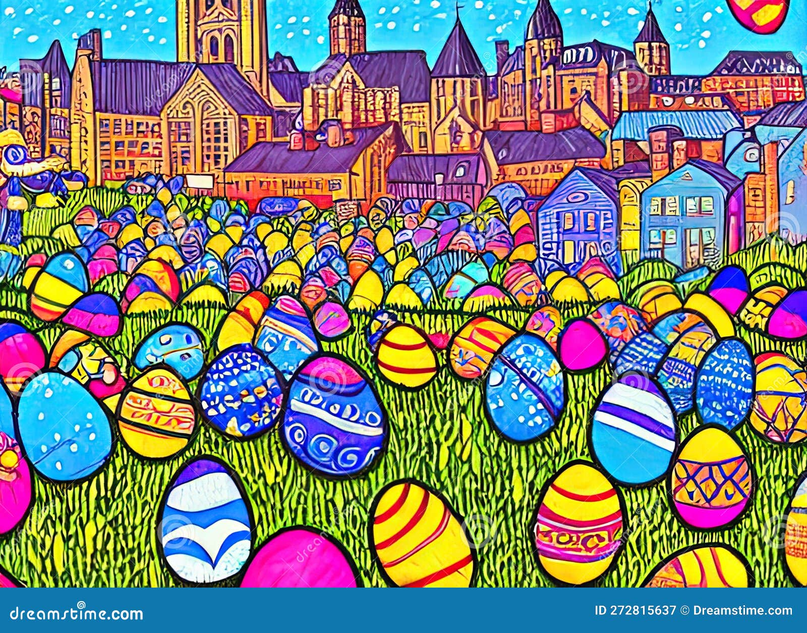 Easter Holiday Scene in Laval,Quebec,Canada. Stock Illustration ...