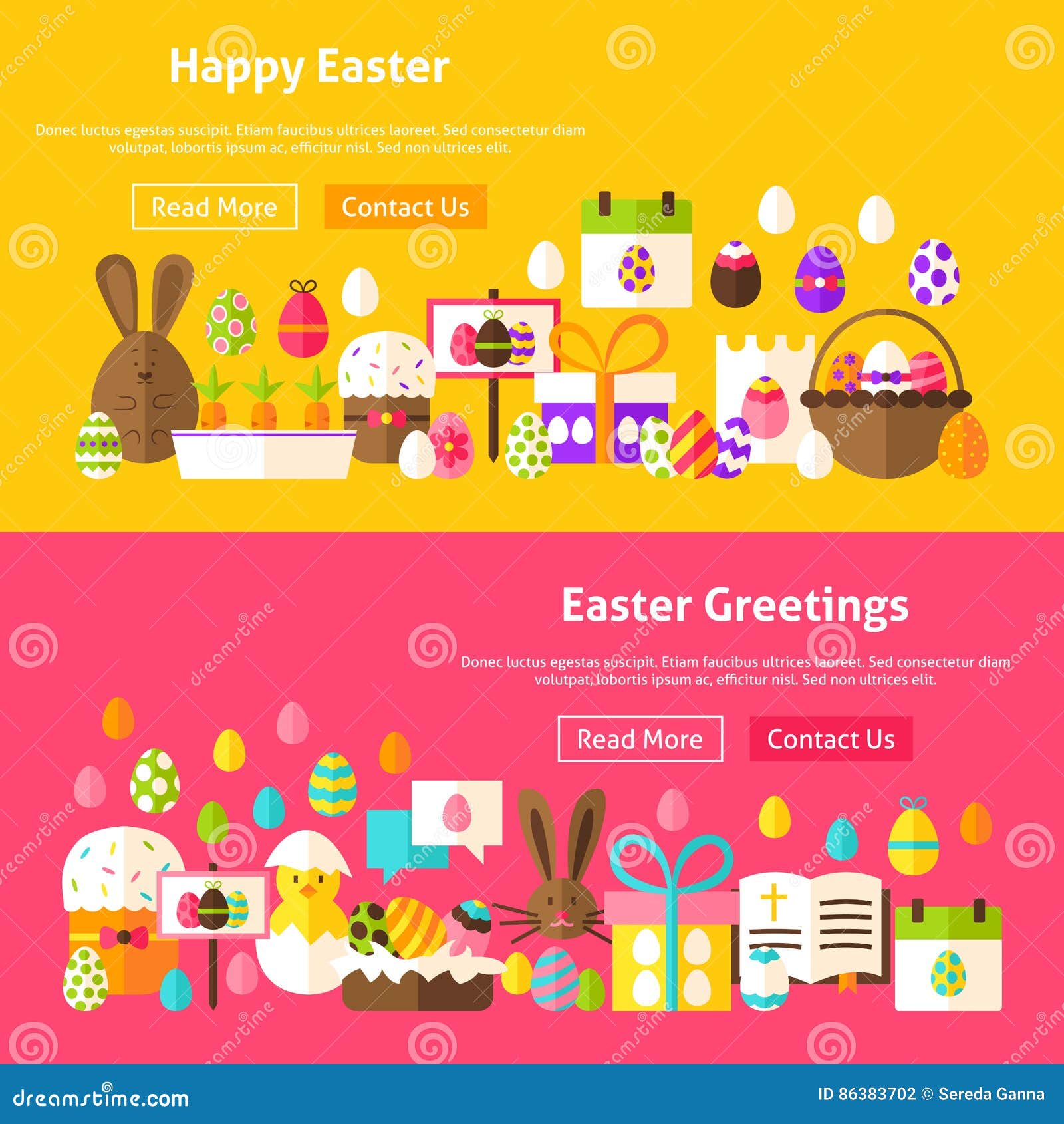 Easter Holiday Website Banners Stock Vector - Illustration of catholic ...