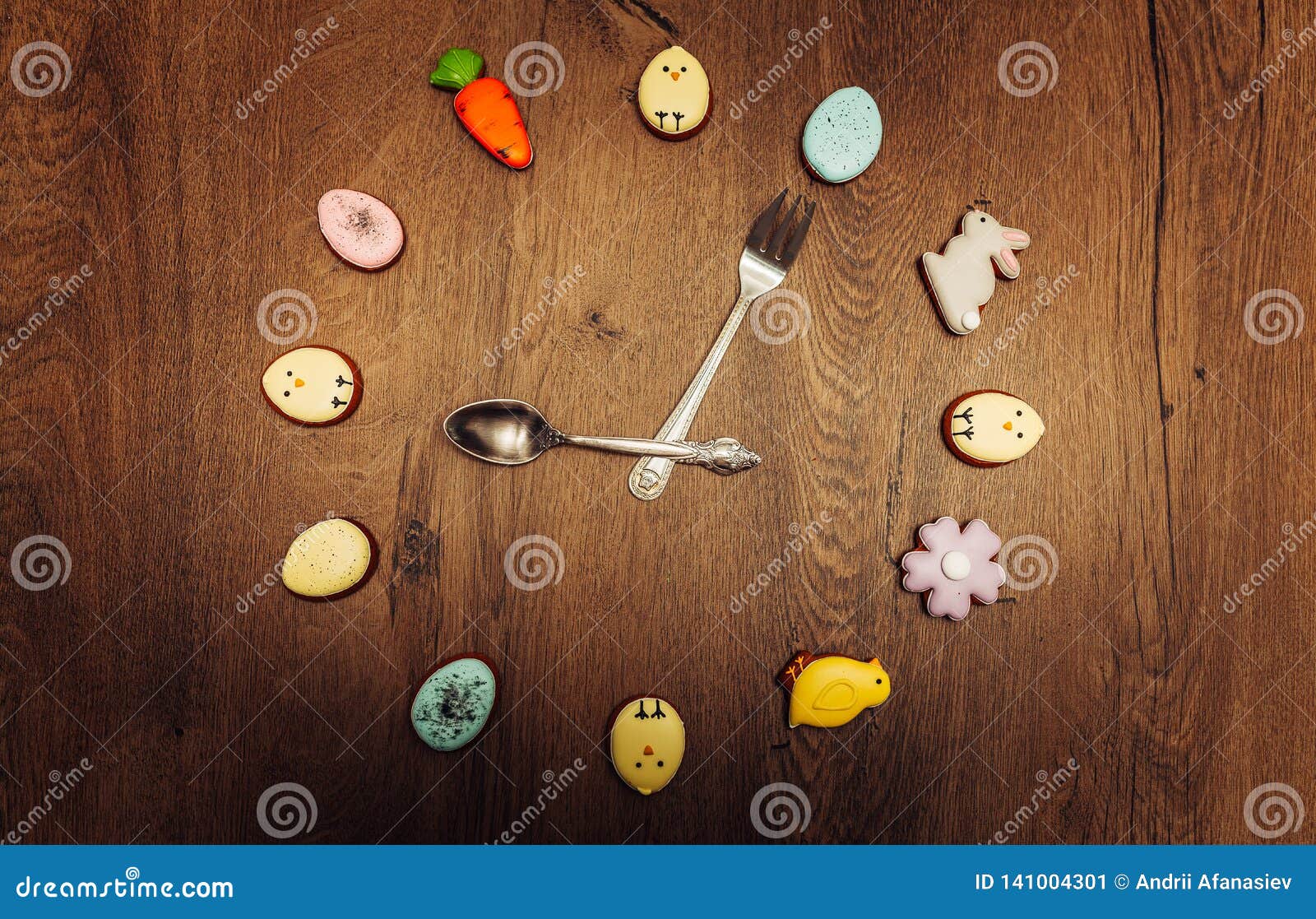 Easter Homemade Gingerbread Cookie Clock Face Stock Image - Image of ...