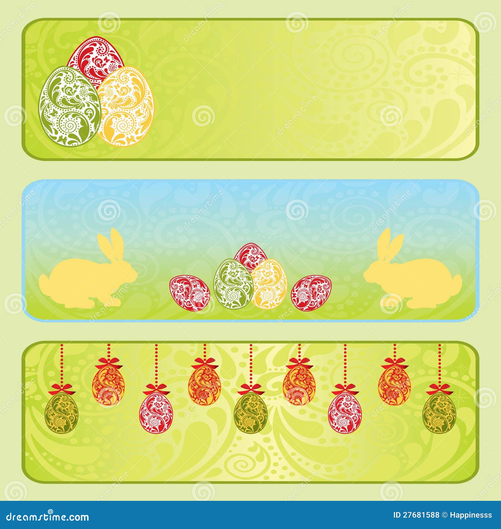 Easter Horizontal Banner Set. Stock Vector - Illustration of easter ...
