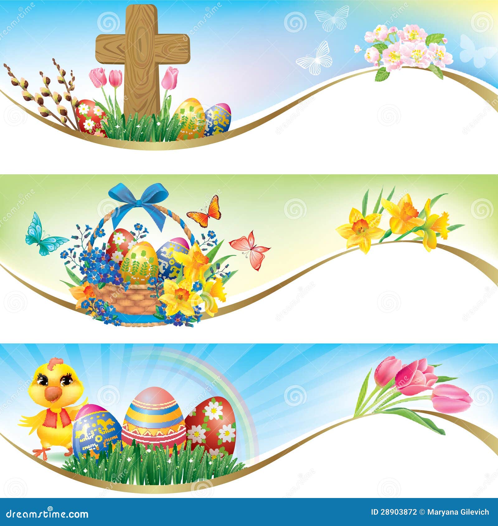 Easter horizontal banners stock illustration. Illustration of ...