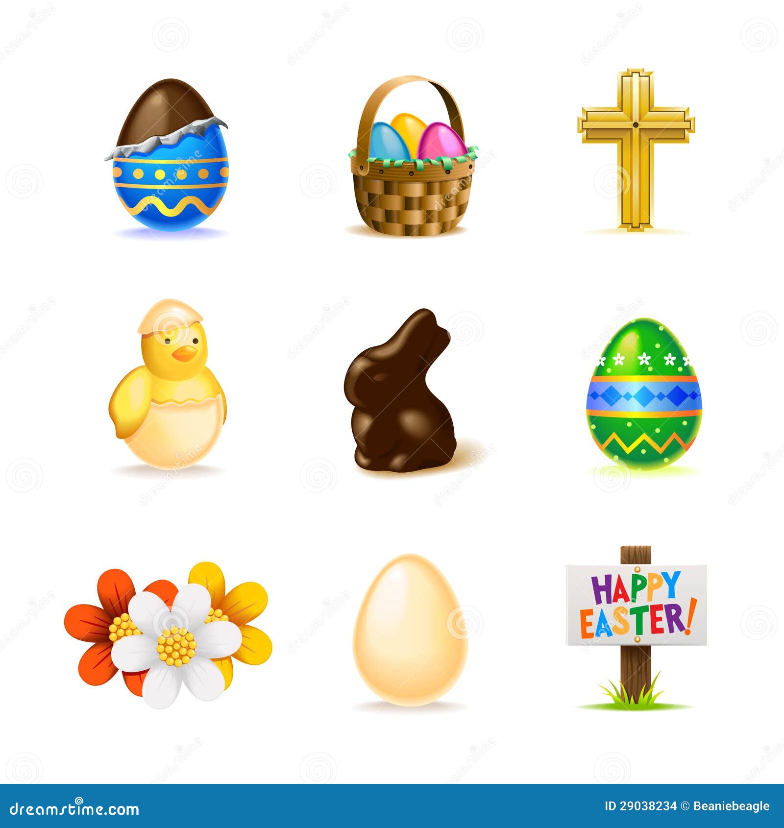 Easter Icon Set stock vector. Illustration of green, colorful - 29038234