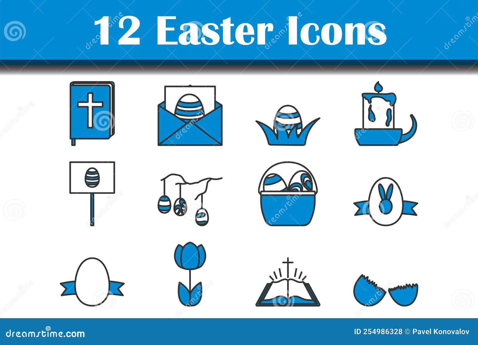 Easter Icon Set stock vector. Illustration of beautiful - 254986328
