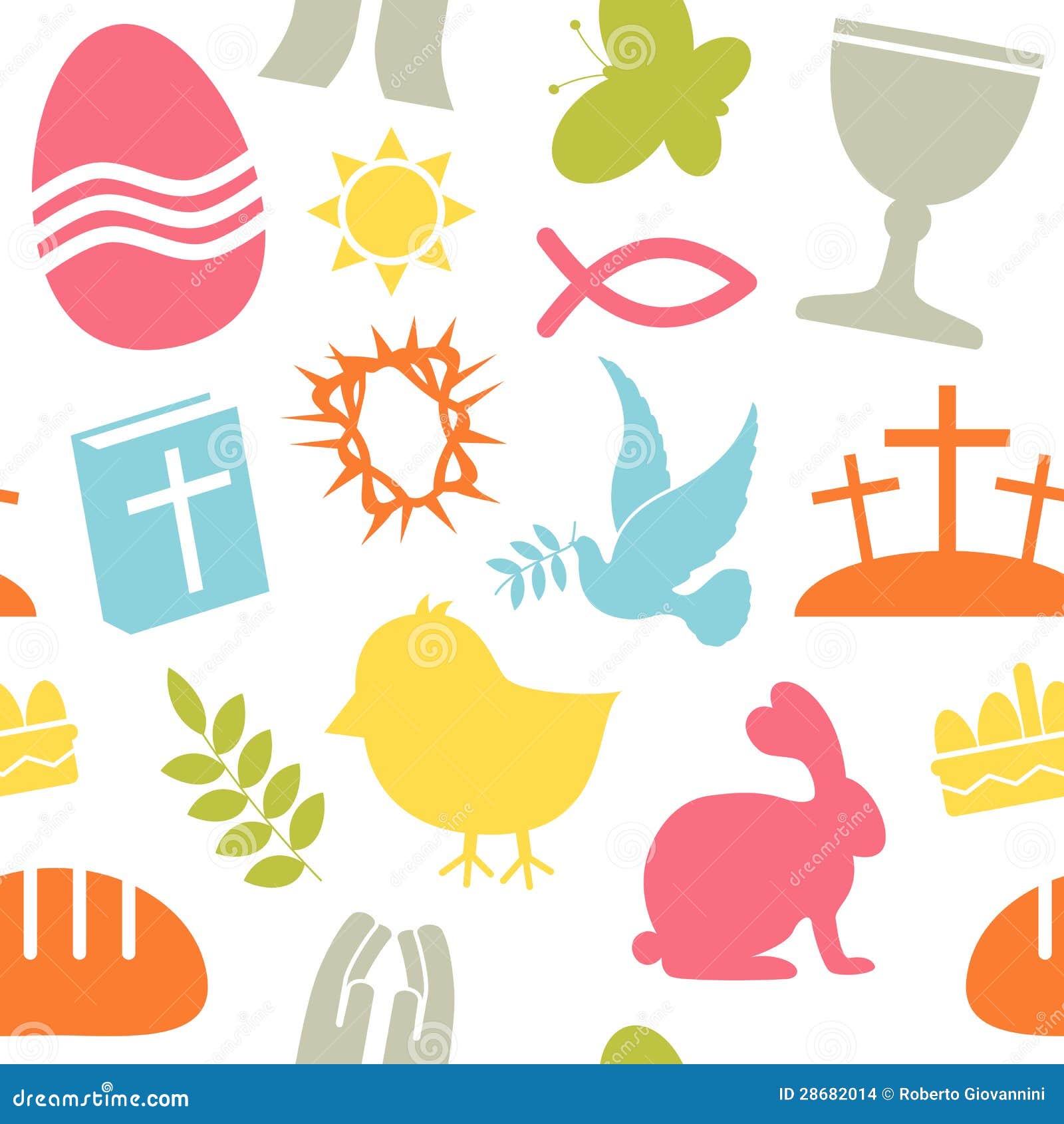 Easter Icons Seamless Pattern Stock Vector - Illustration of element ...