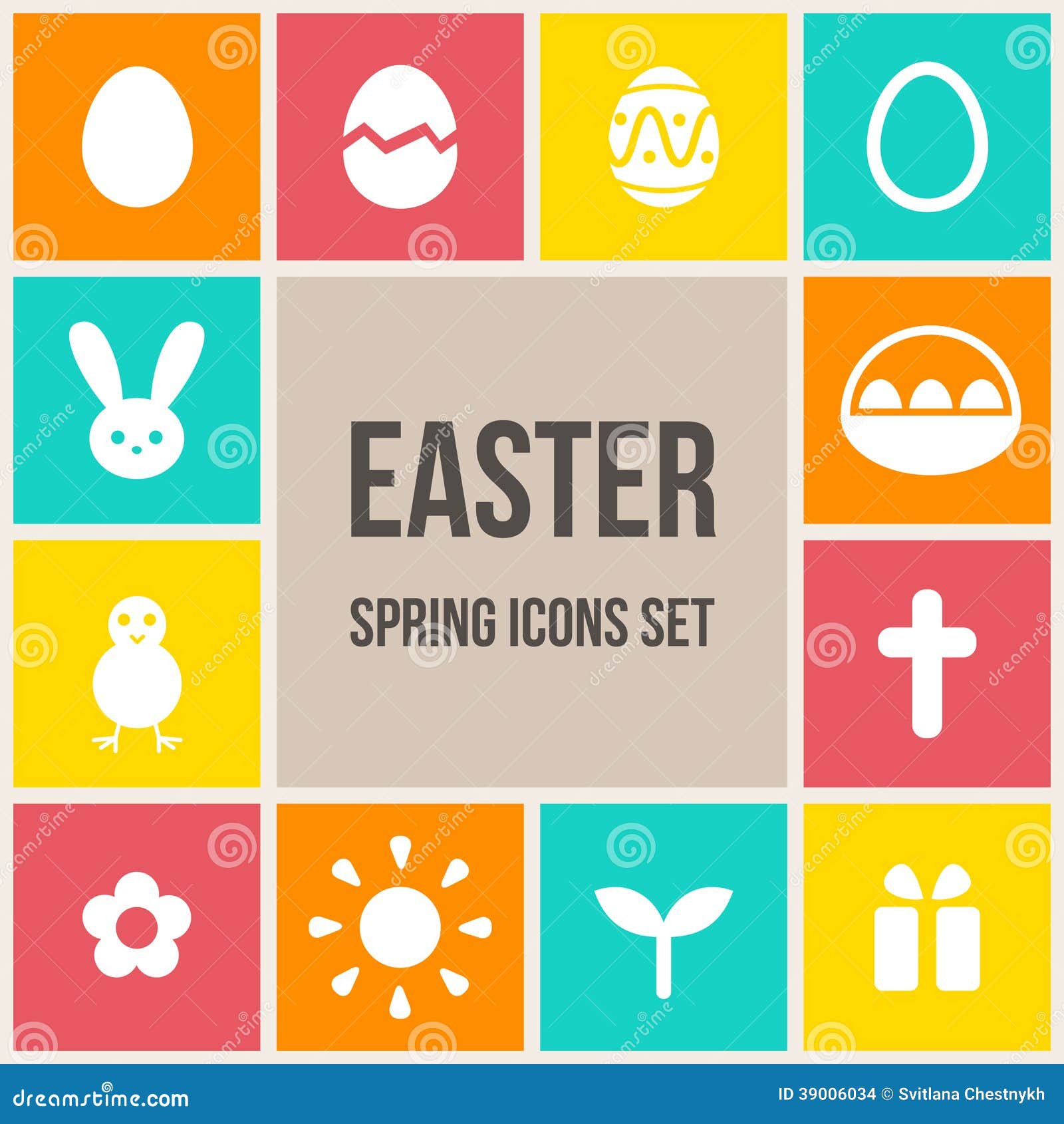 Easter icons set stock vector. Illustration of happy - 39006034