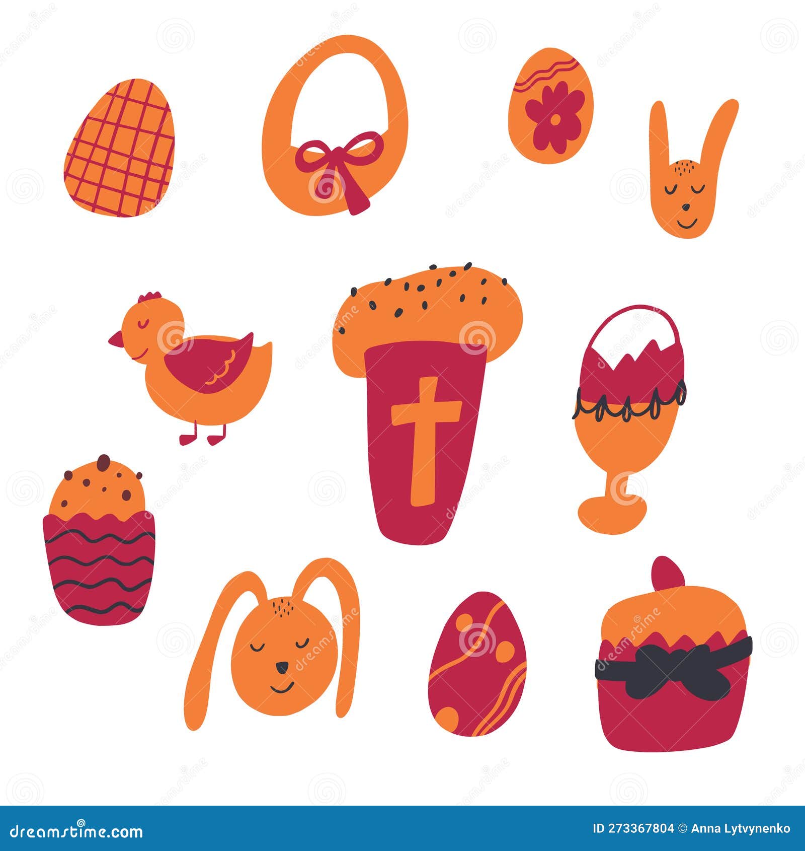 Easter Icons Set in Flat Cartoon Style - Vector Stock Vector - Illustration of bunny, graphic ...