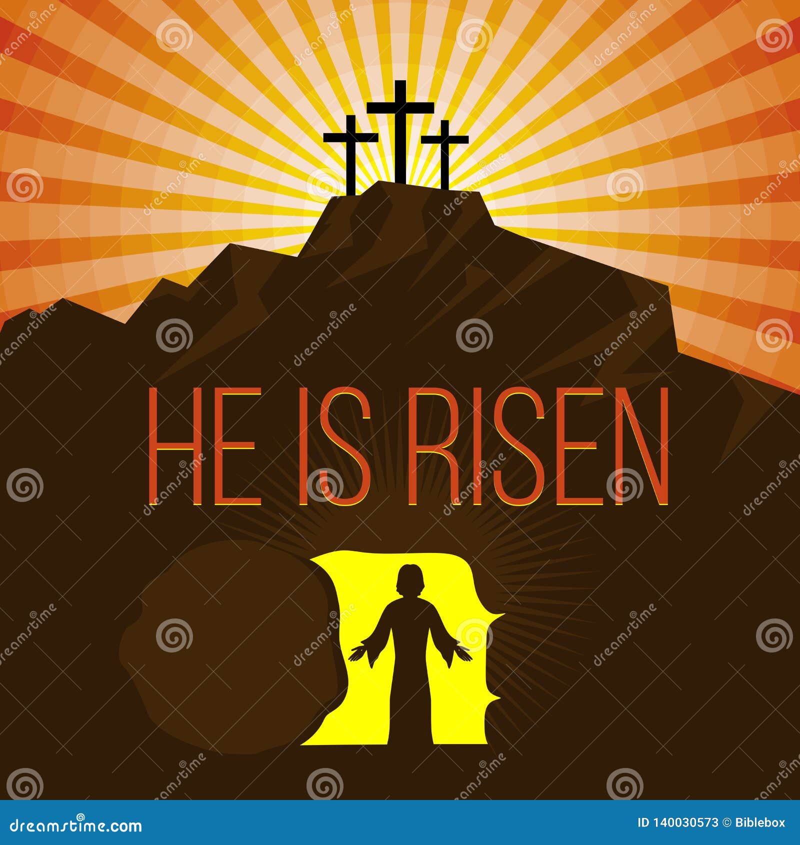Easter Illustration. Jesus Christ is Risen Stock Vector - Illustration ...