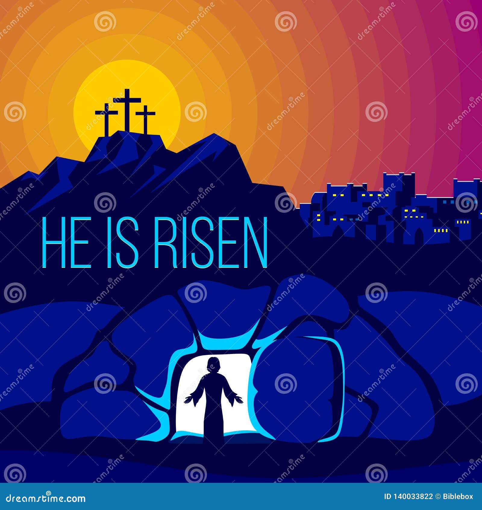 Easter Illustration. Jesus Christ is Risen Stock Vector - Illustration ...