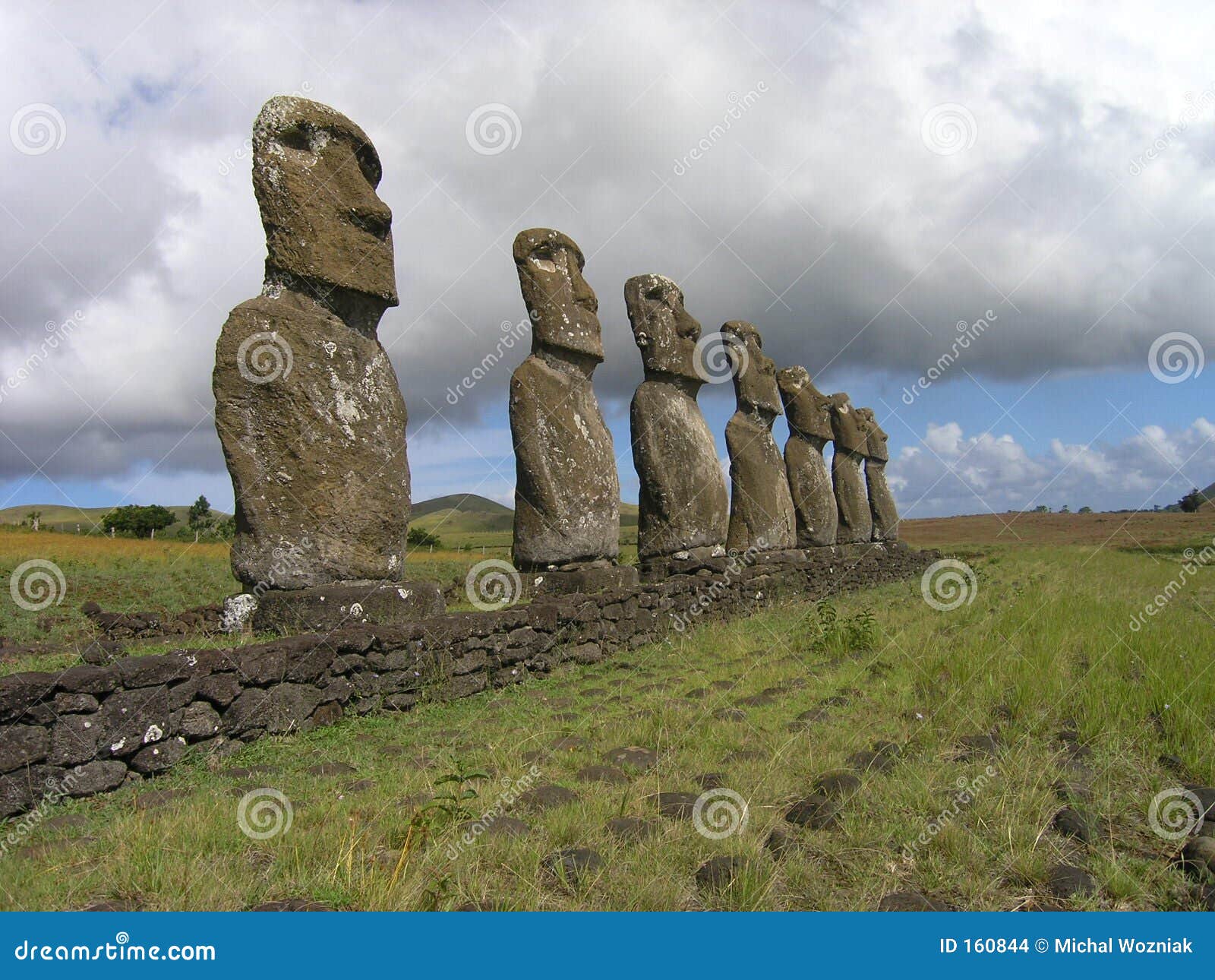 Easter Island - Ahu Akivi stock photo. Image of stormy - 160844