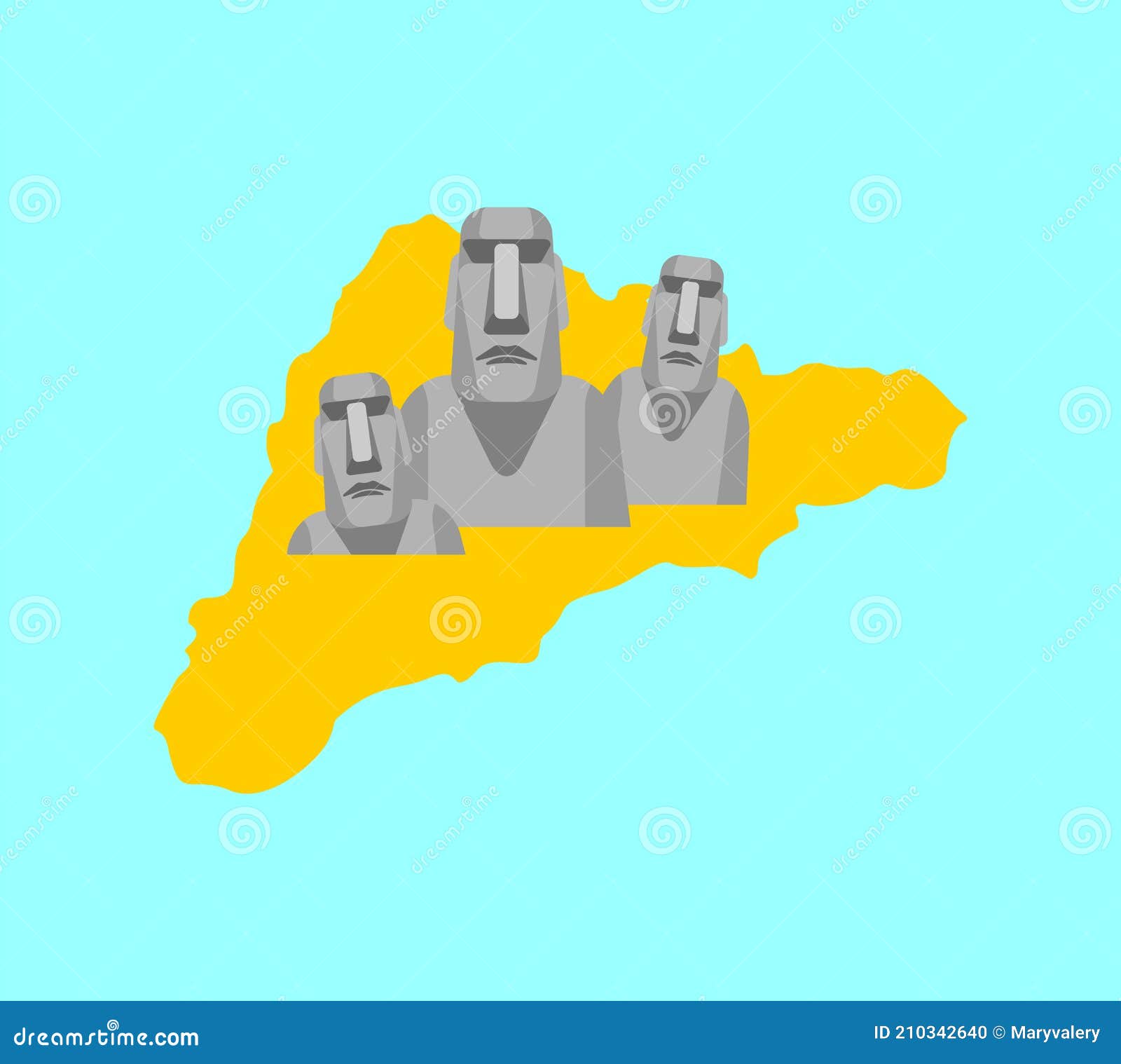 Easter Island Map and Moai Idol. Ancient Statues Stock Vector ...
