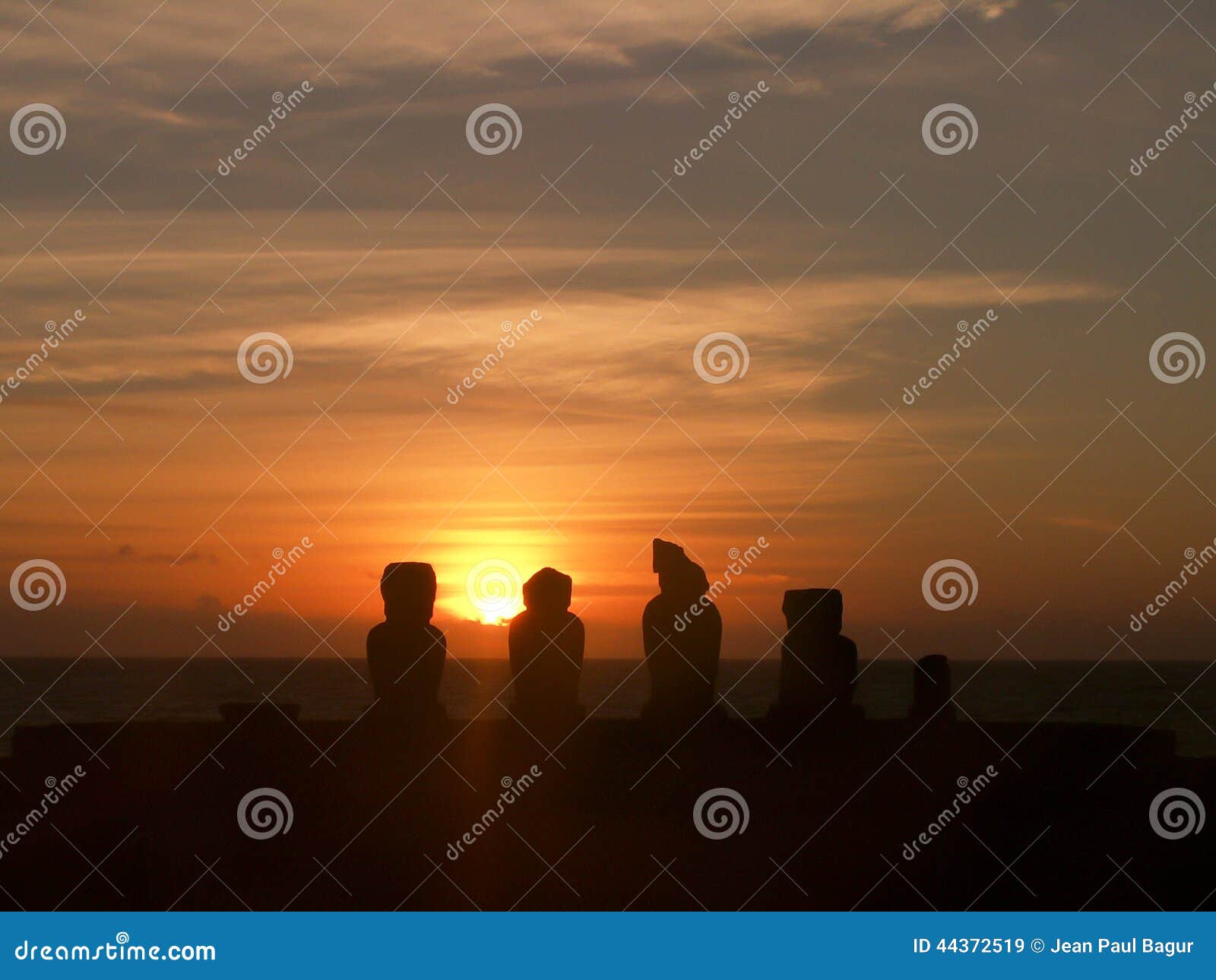 Moai At Sunset, Easter Island, Rapa Nui, Polynesia, Chile, South ...