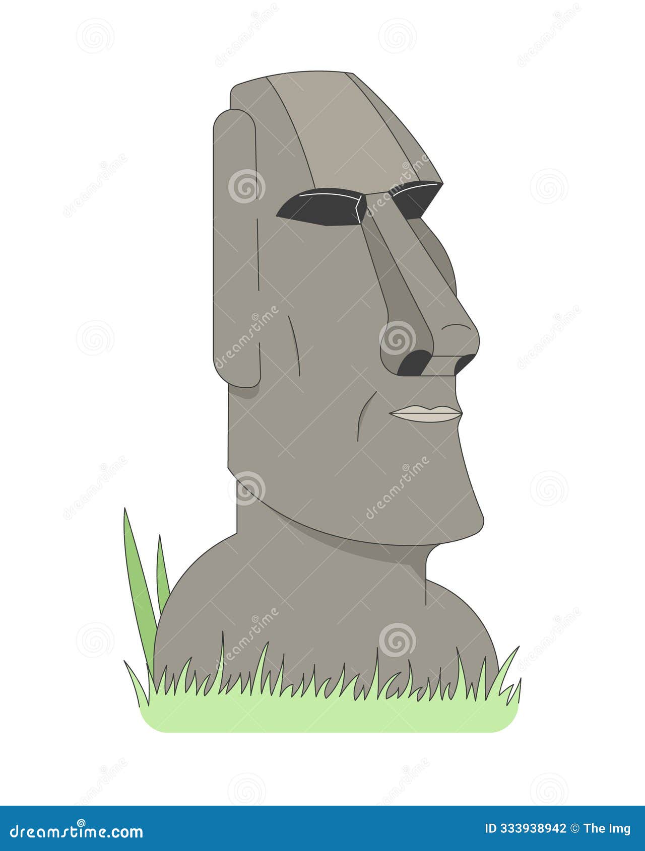 Easter Island Moai Statue 2D Linear Cartoon Object Stock Illustration ...
