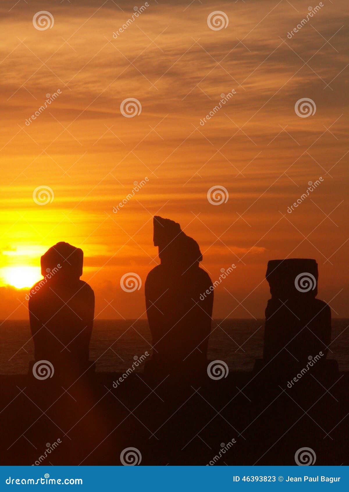 Moai Sunset Silhouette Stock Image | CartoonDealer.com #45905359