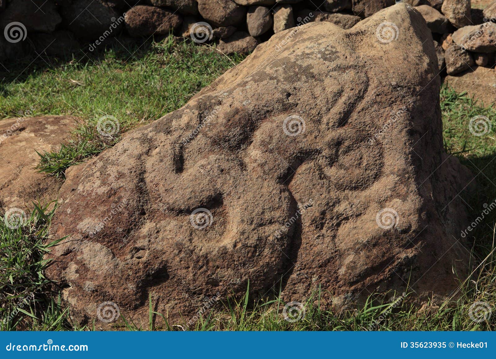 Easter Island Rock Carvings Stock Image - Image of native, megalithic ...