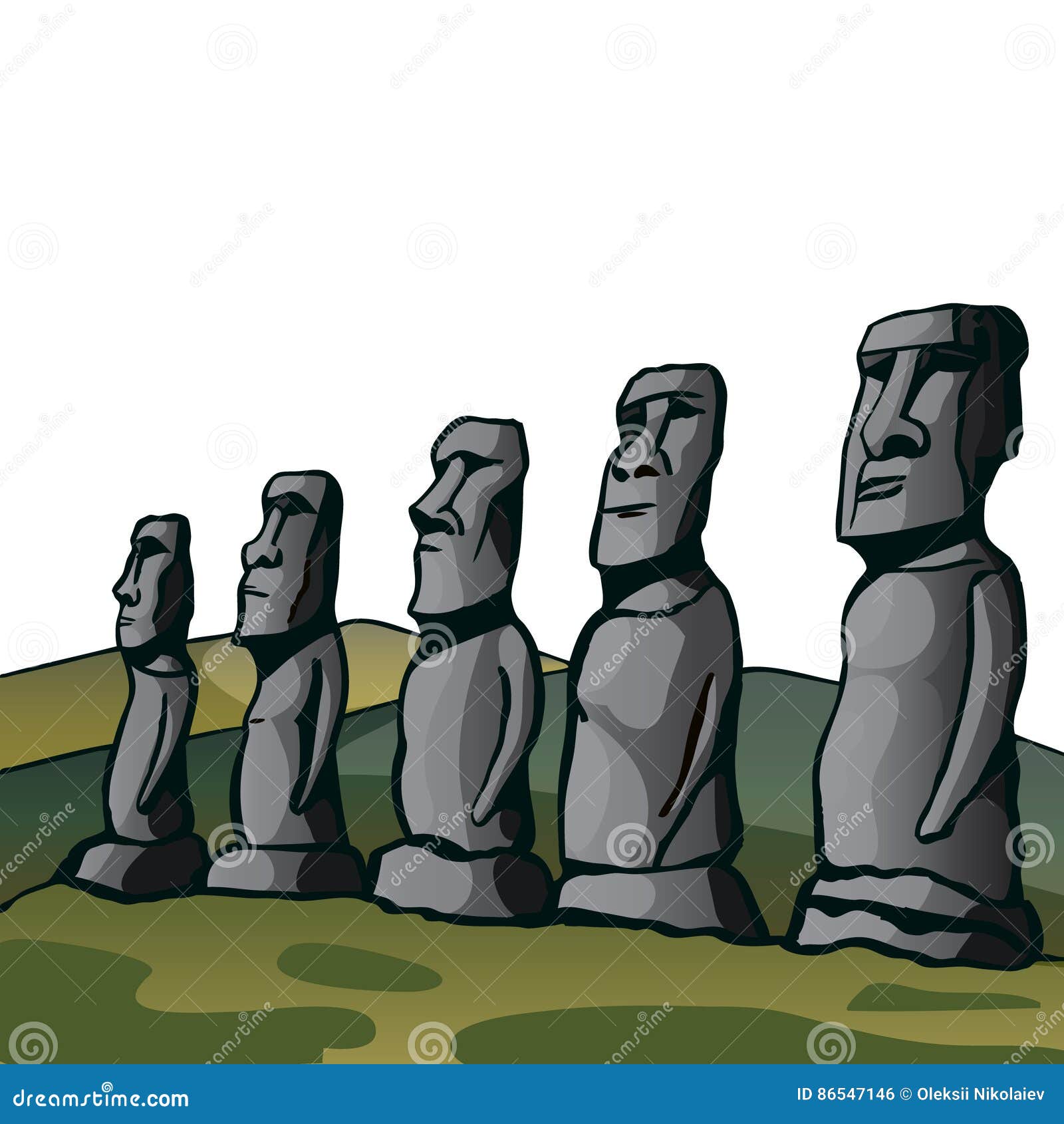 Stone Idols Of Easter Island Cartoon Vector | CartoonDealer.com #271199107