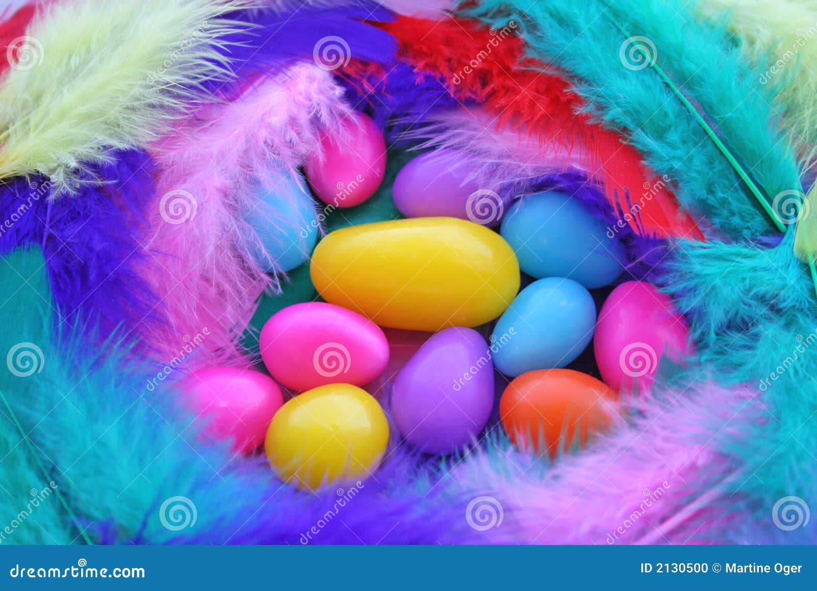 Easter Jelly Beans in Feathers Stock Photo - Image of jelly, feather ...