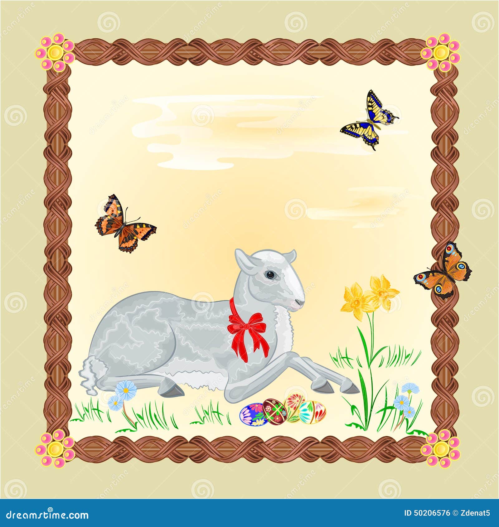 Easter Lamb frame vector stock vector. Illustration of cute - 50206576