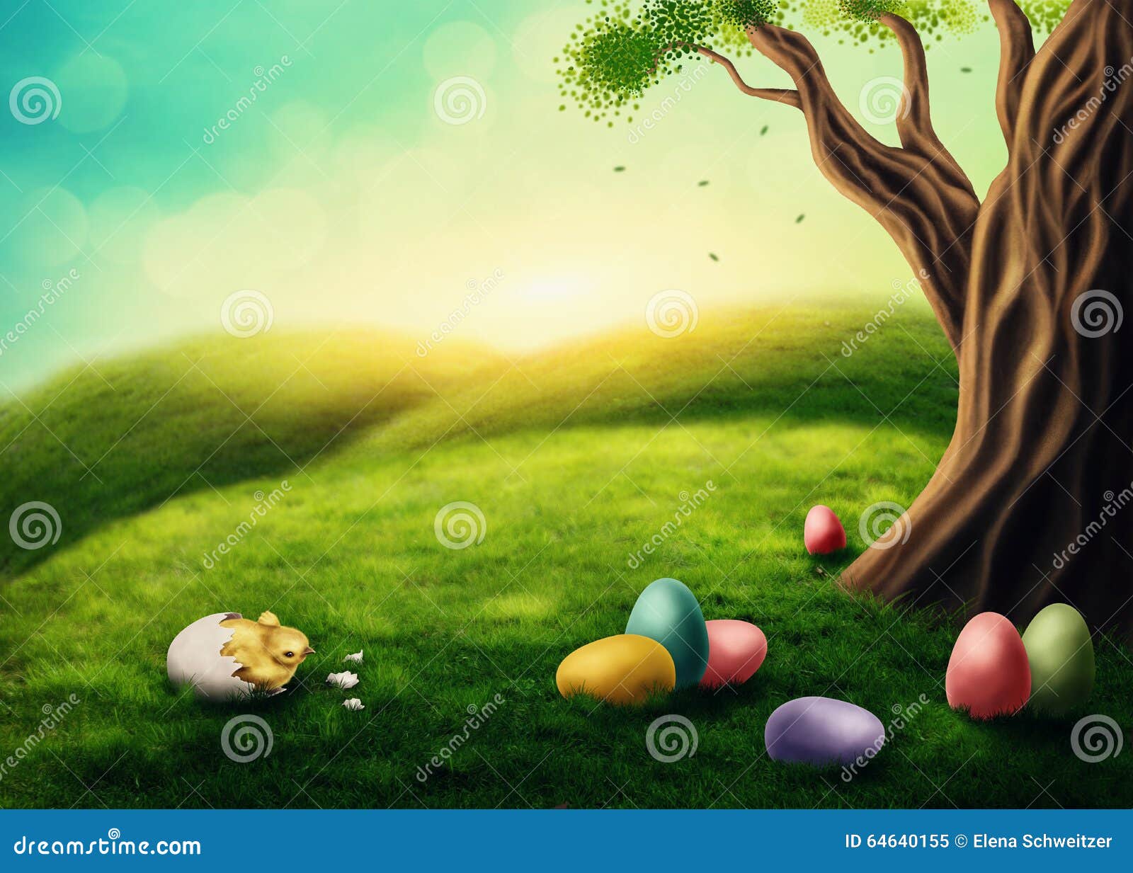 Easter landscape stock illustration. Illustration of color - 64640155