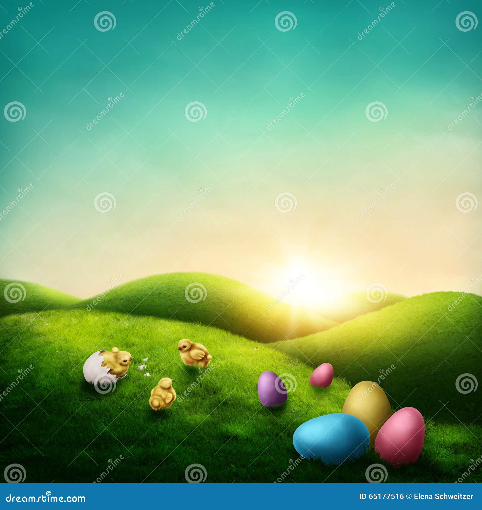 Easter landscape stock illustration. Illustration of tree - 65177516