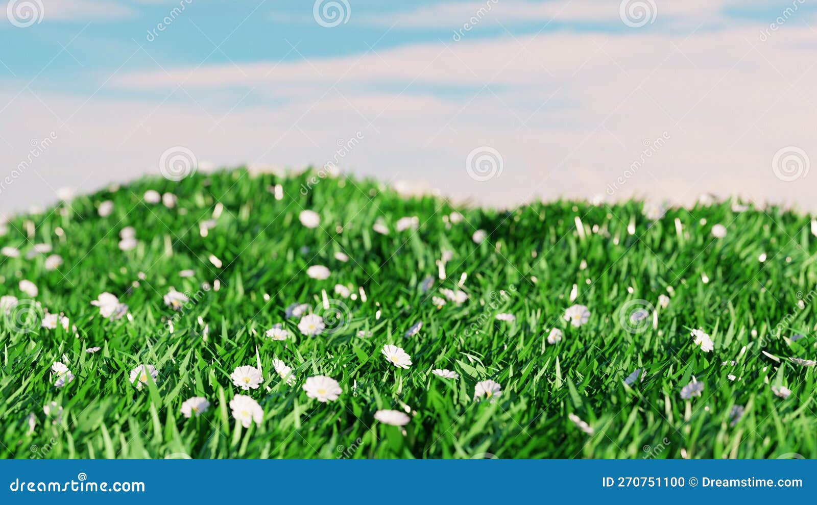 Easter Landscape with Daisy Flower on Field. 3d Render Stock ...