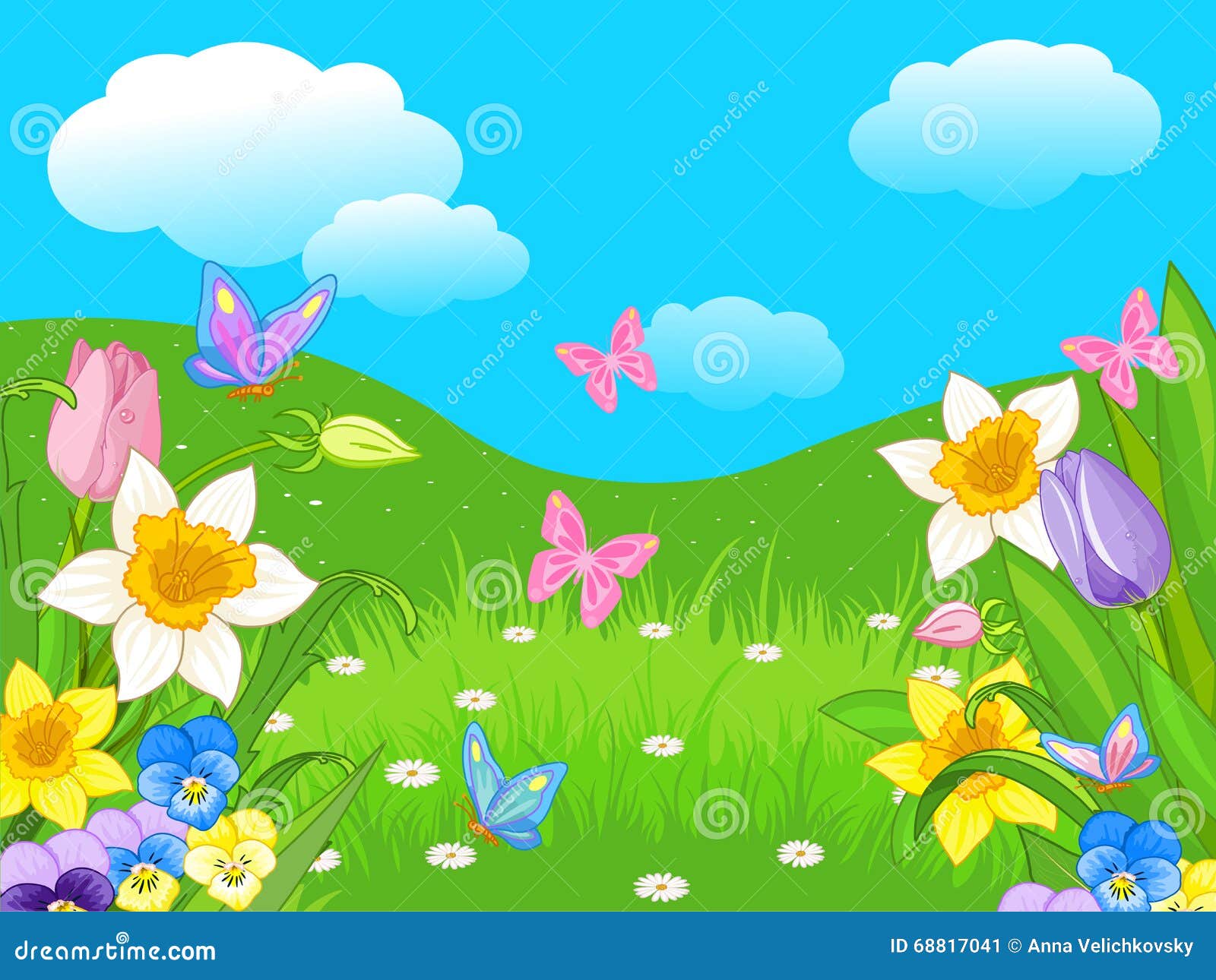 Easter Landscape stock vector. Illustration of petal - 68817041