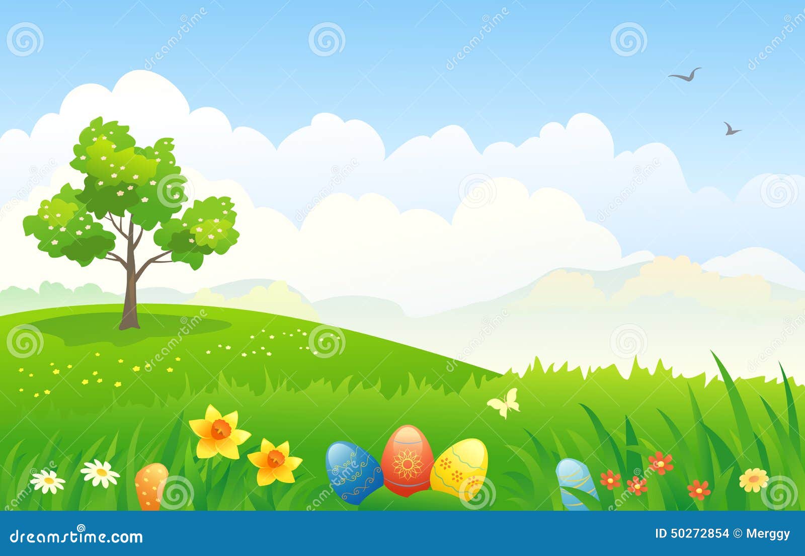 Easter landscape stock vector. Illustration of foliage - 50272854